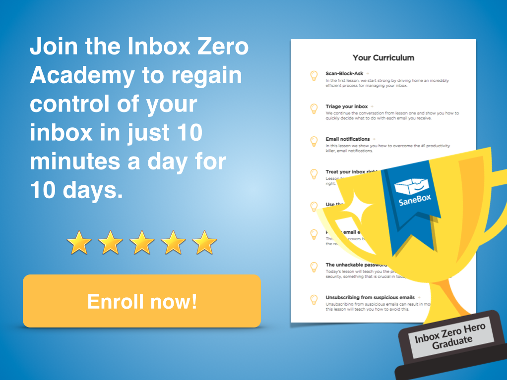 Inbox Zero Academy Enroll Now Display 2 – SaneBox Blog